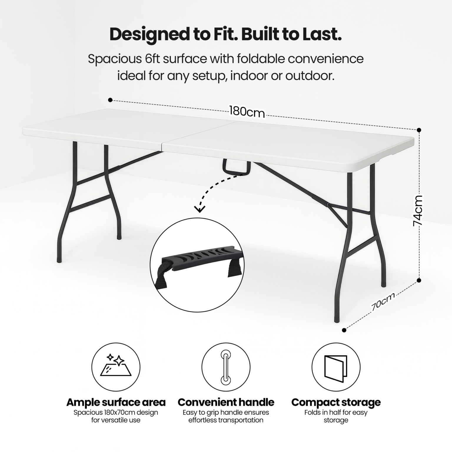 6ft Foldable Table (Fold in Half) | 6 Foot Foldable Trestle Table | 6 ...